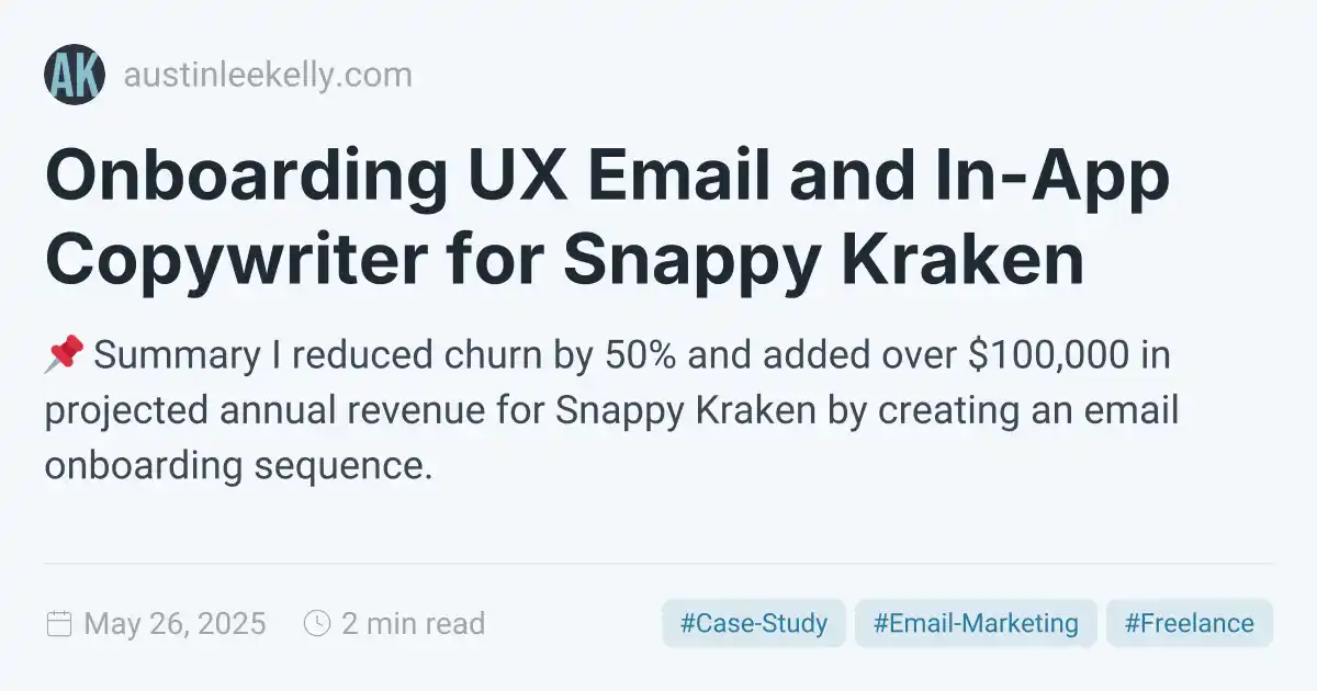 Onboarding UX Email and In-App Copywriter for Snappy Kraken