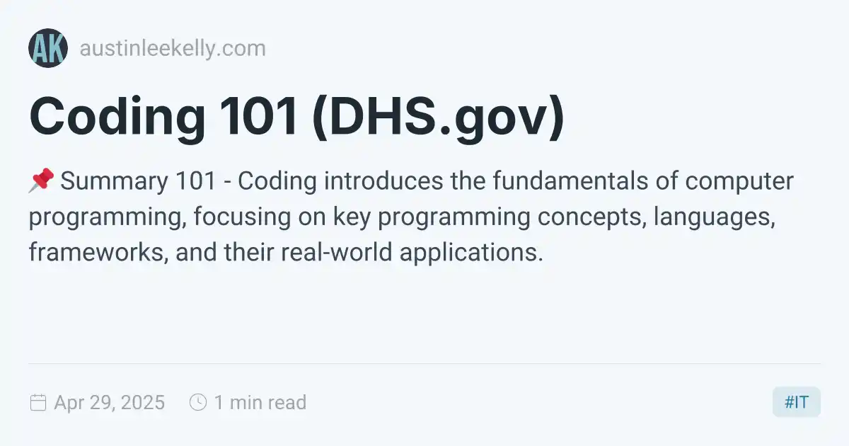 Coding 101 (DHS.gov)