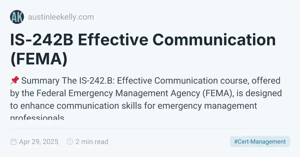 IS-242B Effective Communication (FEMA)