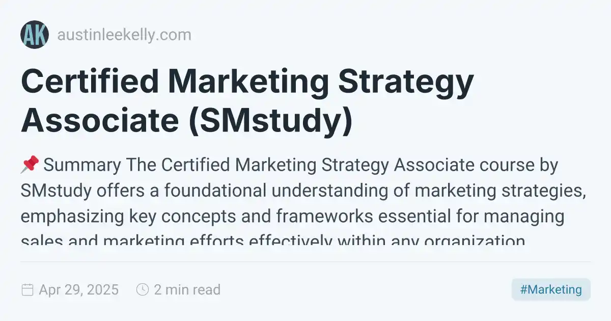 Certified Marketing Strategy Associate (SMstudy)
